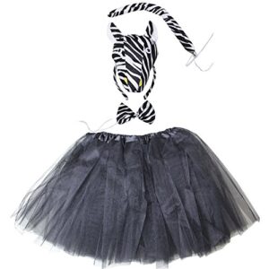 kirei sui kids animal costume 3d zebra tutu and headband black