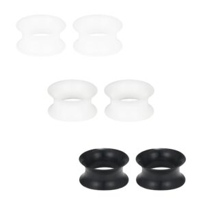 scerring 3 pairs ultra thin silicone ear skin flexible flesh tunnel expander stretching gauge earlets plug clear white black gauges kit same sizes 12mm