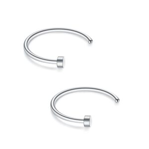 SCERRING 22 Gauge Stainless Steel Flat Top Fake Faux Nose Hoop Ring Rings Piercing Body Jewelry Set Unisex 6mm 12PCS - Mix Color