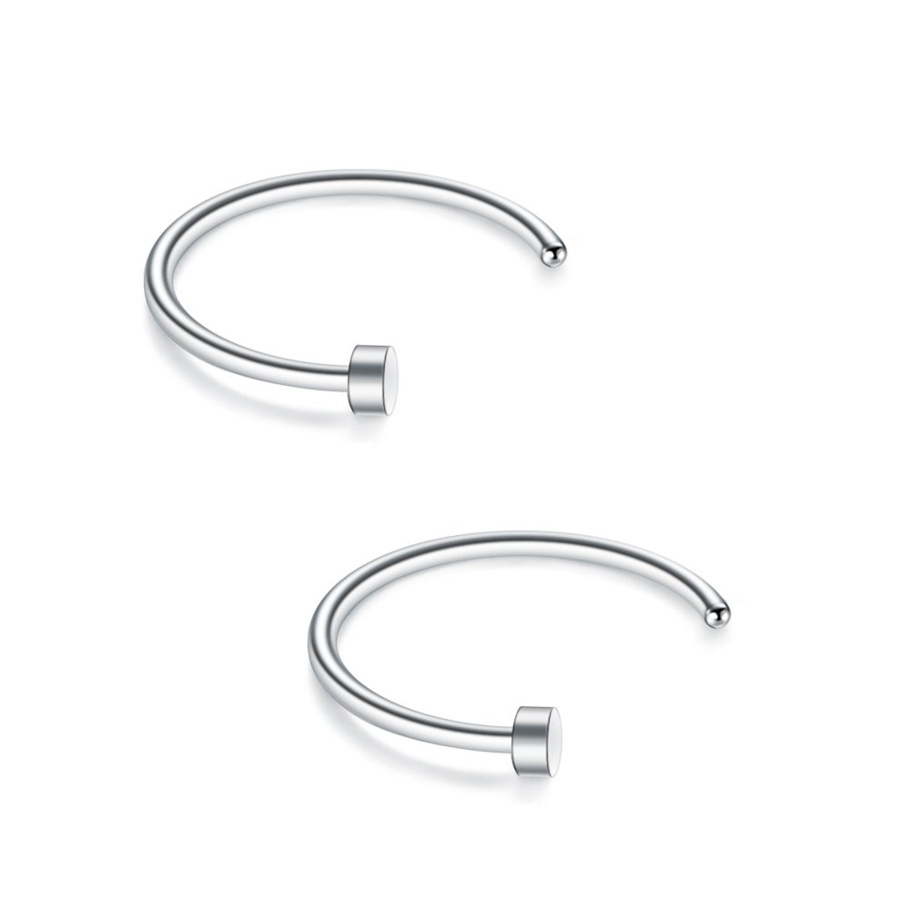 SCERRING 22 Gauge Stainless Steel Flat Top Fake Faux Nose Hoop Ring Rings Piercing Body Jewelry Set Unisex 6mm 12PCS - Mix Color