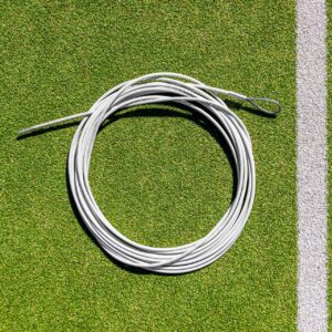 tennis net headline wire cable [33ft or 42ft] | pvc coated steel wire – all tennis posts (loop & pin, 42ft (doubles))