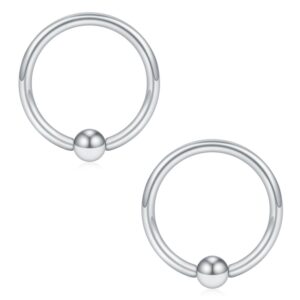 SCERRING 16G 10mm Captive Bead Piercing Ring Stainless Steel Nose Septum Tragus Daith Helix Lip Eyebrow Hoop Rings 12PCS (Silver)