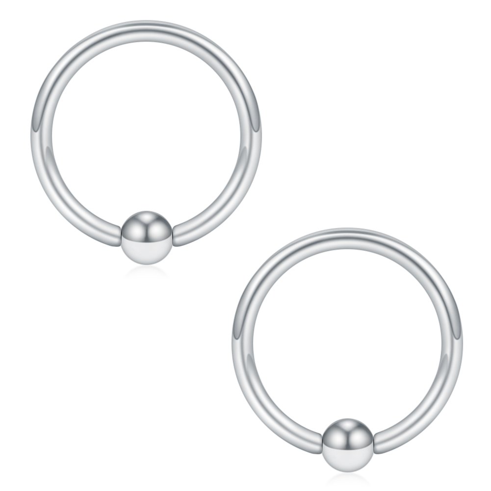 SCERRING 16G 10mm Captive Bead Piercing Ring Stainless Steel Nose Septum Tragus Daith Helix Lip Eyebrow Hoop Rings 12PCS (Silver)