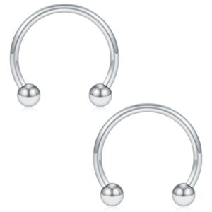 SCERRING 8PCS 16G Stainless Steel Nose Septum Horseshoe Earring Eyebrow Septum Lip Helix Tragus Cartilage Piercing Ring 6mm,8mm,10mm,12mm - Silver