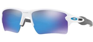 oakley men's oo9188 flak 2.0 xl rectangular sunglasses, polished white/prizm sapphire, 59 mm