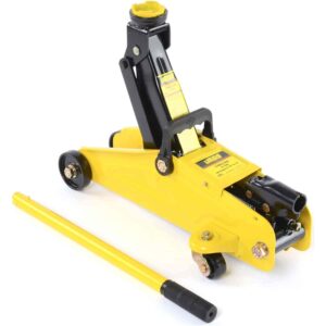 jegs 2-ton hydraulic car floor jack - 4,000 lbs lift capacity, lift range: 5 ⅛” to 13” - lightweight hydraulic floor jack, 360 degrees saddle rotation - heavy duty steel car jack hydraulic