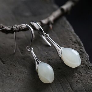 Jade Angel 925 Silver Natural Jade Drop Earrings