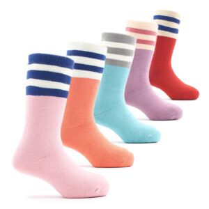 howjojo big girls thick cotton socks kids winter warm thermal crew seamless socks 5 pack 8t/9t/10t