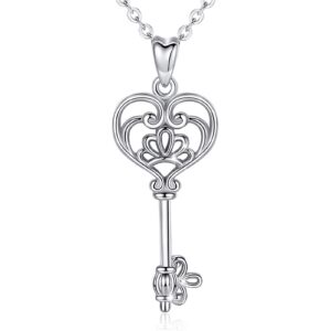 eudora sterling silver necklace v&a bless key of happiness pendant 18 inch, gift to friends women