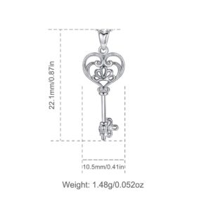 EUDORA Sterling Silver Necklace V&A Bless Key of Happiness Pendant 18 inch, Gift to Friends Women