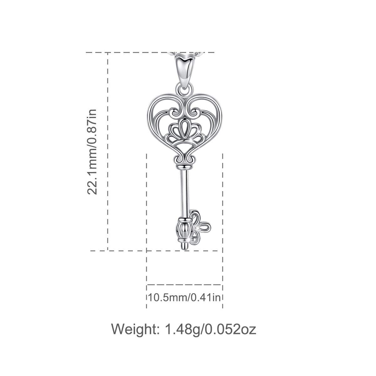 EUDORA Sterling Silver Necklace V&A Bless Key of Happiness Pendant 18 inch, Gift to Friends Women