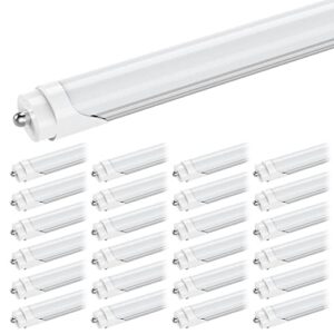 cnsunway 8ft led bulbs, 45w 5400lm 6000k super bright, fa8 single pin led light tube, frosted cover, ballast bypass, f96t12 fluorescent light bulbs replacement, etl listed (25-pack)