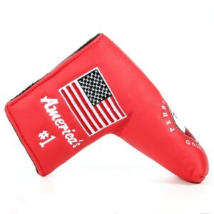 DBYAN Golf Putter Head Cover,Pebble Beach USA Flag Patterned Design Long Life Tree Print for Blade Scotty Cameron Odyssey Callaway Taylormade Titleist Ping Mizuno Cobra,Red