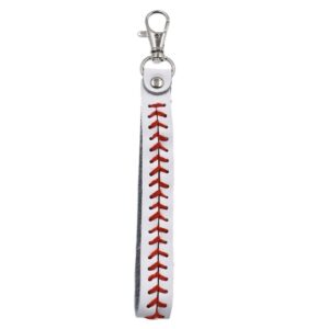 towashine baseball seamed leather key chain for car bag purse accessories gifts（white）