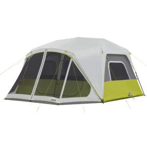 core 10 person instant cabin tent | 2 room huge tent with screen room for family with storage pockets for camping accessories | portable large pop up tent for 2 minute camp setup