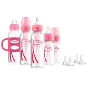 dr. brown's baby first year transition options baby bottles gift set, pink