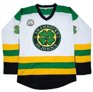 ross the boss rhea st john's shamrocks hockey jersey with emhl patch stitch (38, white)