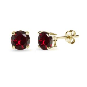 red earrings for women synthetic gemstone 4mm round gold studs yellow flashed sterling silver stud ruby earring for bridesmaids trendy summer fashion prom