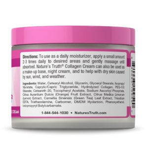 Collagen Cream | 4 oz | Professional Strength | Paraben & SLS Free, Gluten Free | For Face and Body | by Nature's Truth