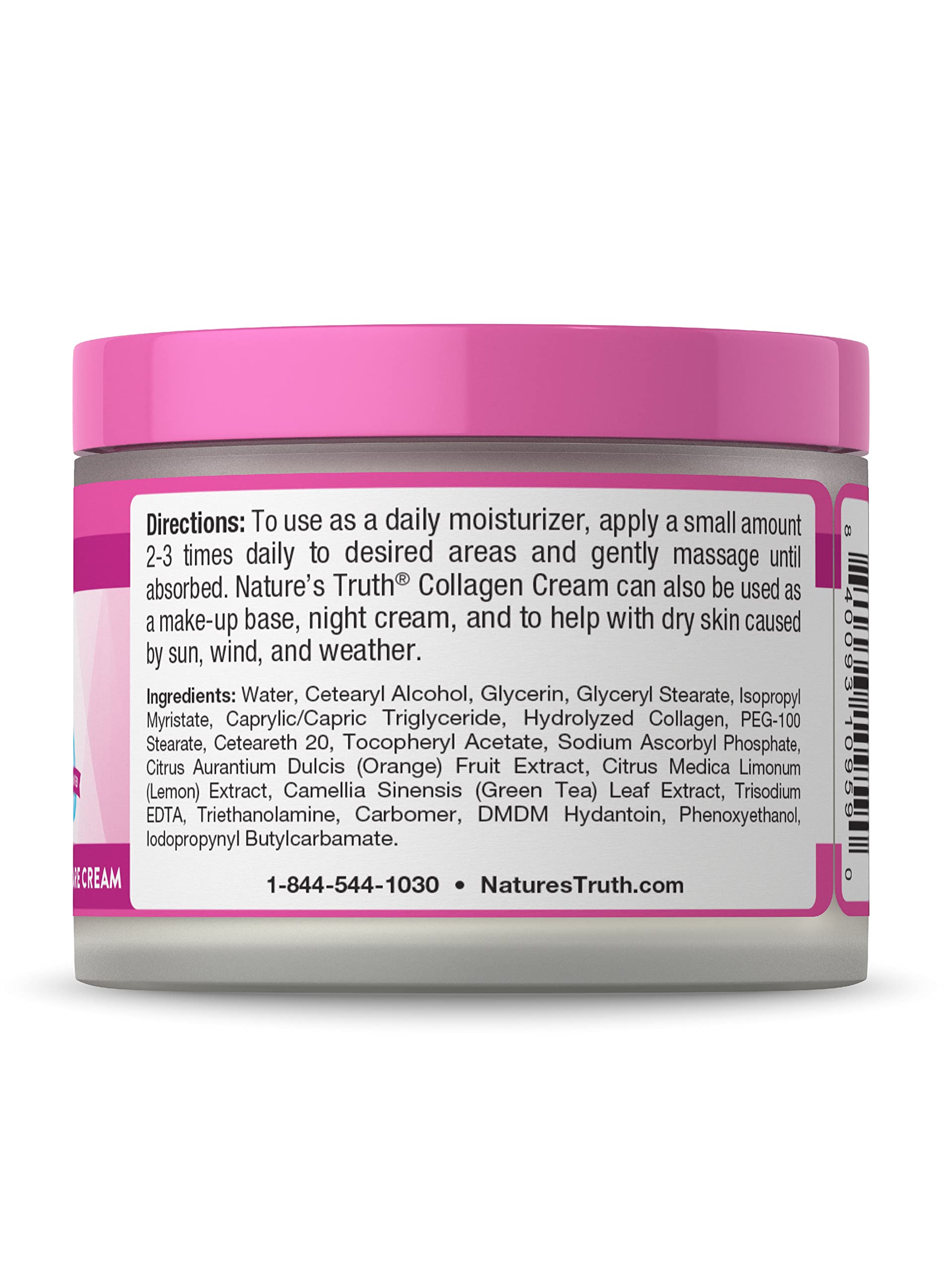 Collagen Cream | 4 oz | Professional Strength | Paraben & SLS Free, Gluten Free | For Face and Body | by Nature's Truth