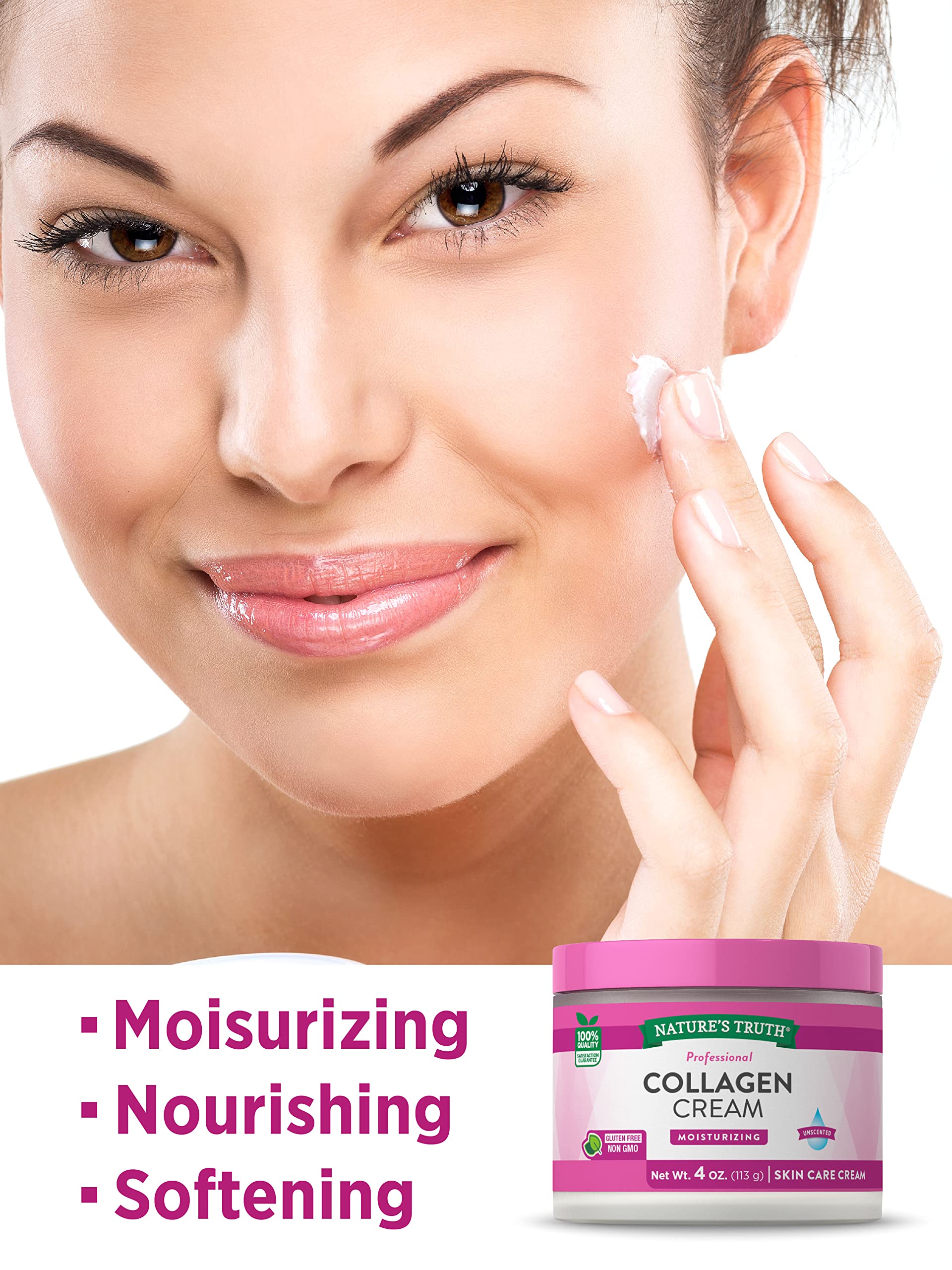 Collagen Cream | 4 oz | Professional Strength | Paraben & SLS Free, Gluten Free | For Face and Body | by Nature's Truth