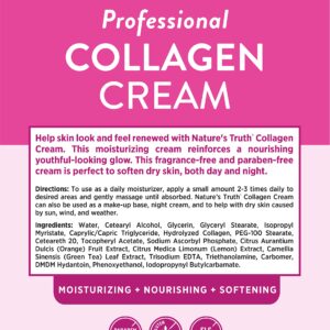 Collagen Cream | 4 oz | Professional Strength | Paraben & SLS Free, Gluten Free | For Face and Body | by Nature's Truth