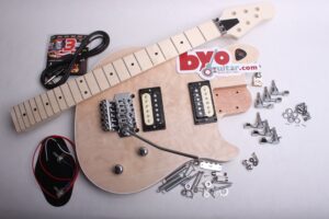 byoguitar guitar kit quilt top with zebra humbuckers