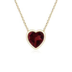 angara natural garnet solitaire heart pendant necklace for women in 14k yellow gold (grade-a | 4mm) january birthstone jewelry gift for women | birthday | wedding | anniversary