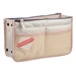 vercord updated purse handbag organizer insert liner bag in bag 13 pockets milky beige medium