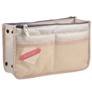 Vercord Updated Purse Handbag Organizer Insert Liner Bag in Bag 13 Pockets Milky Beige Medium