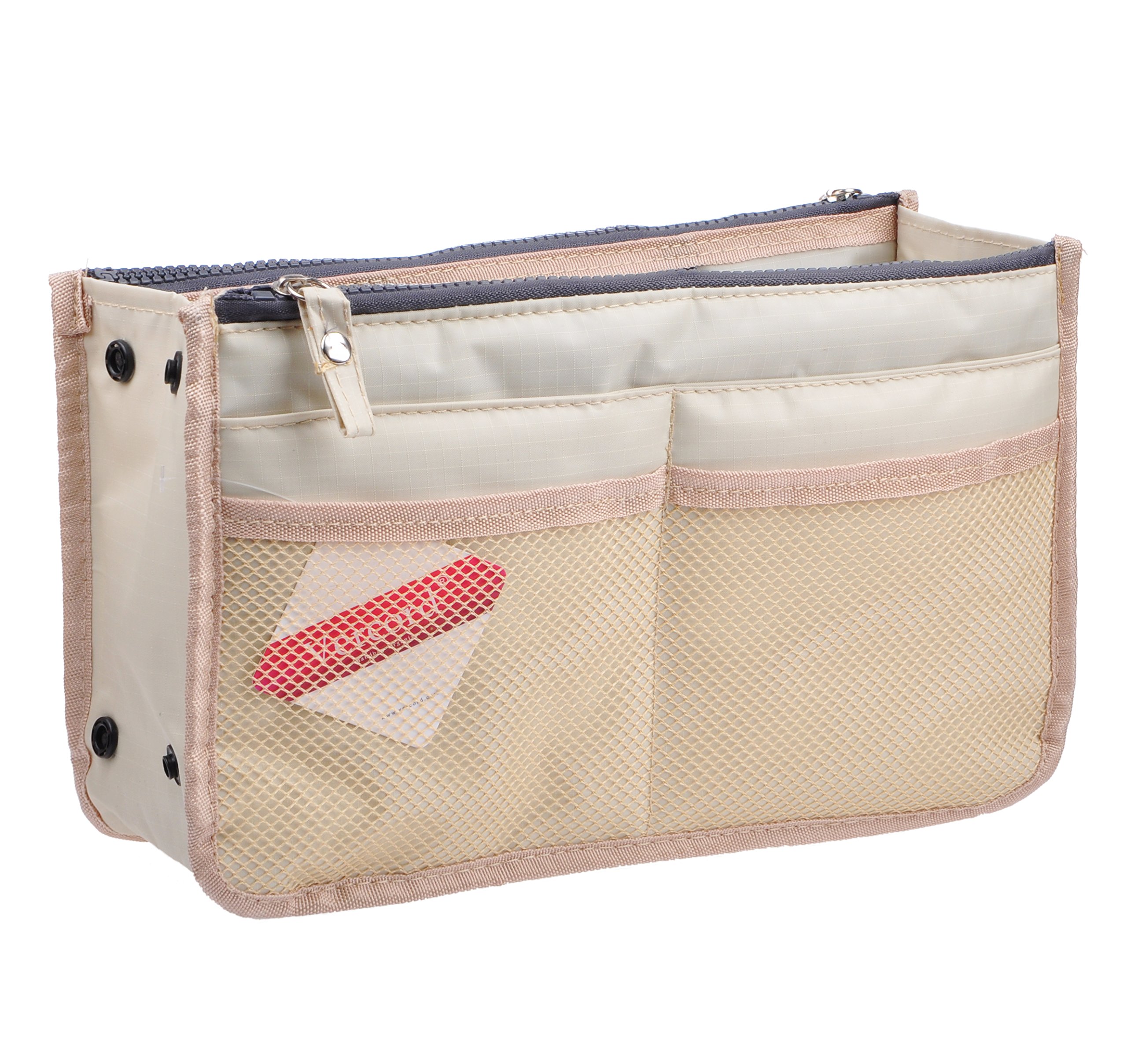 Vercord Updated Purse Handbag Organizer Insert Liner Bag in Bag 13 Pockets Milky Beige Medium