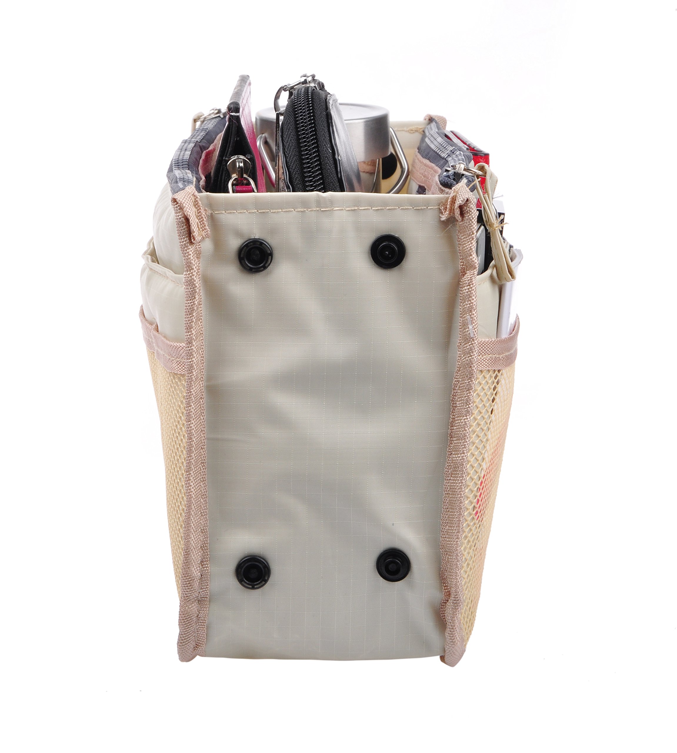 Vercord Updated Purse Handbag Organizer Insert Liner Bag in Bag 13 Pockets Milky Beige Medium