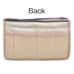 Vercord Updated Purse Handbag Organizer Insert Liner Bag in Bag 13 Pockets Milky Beige Medium