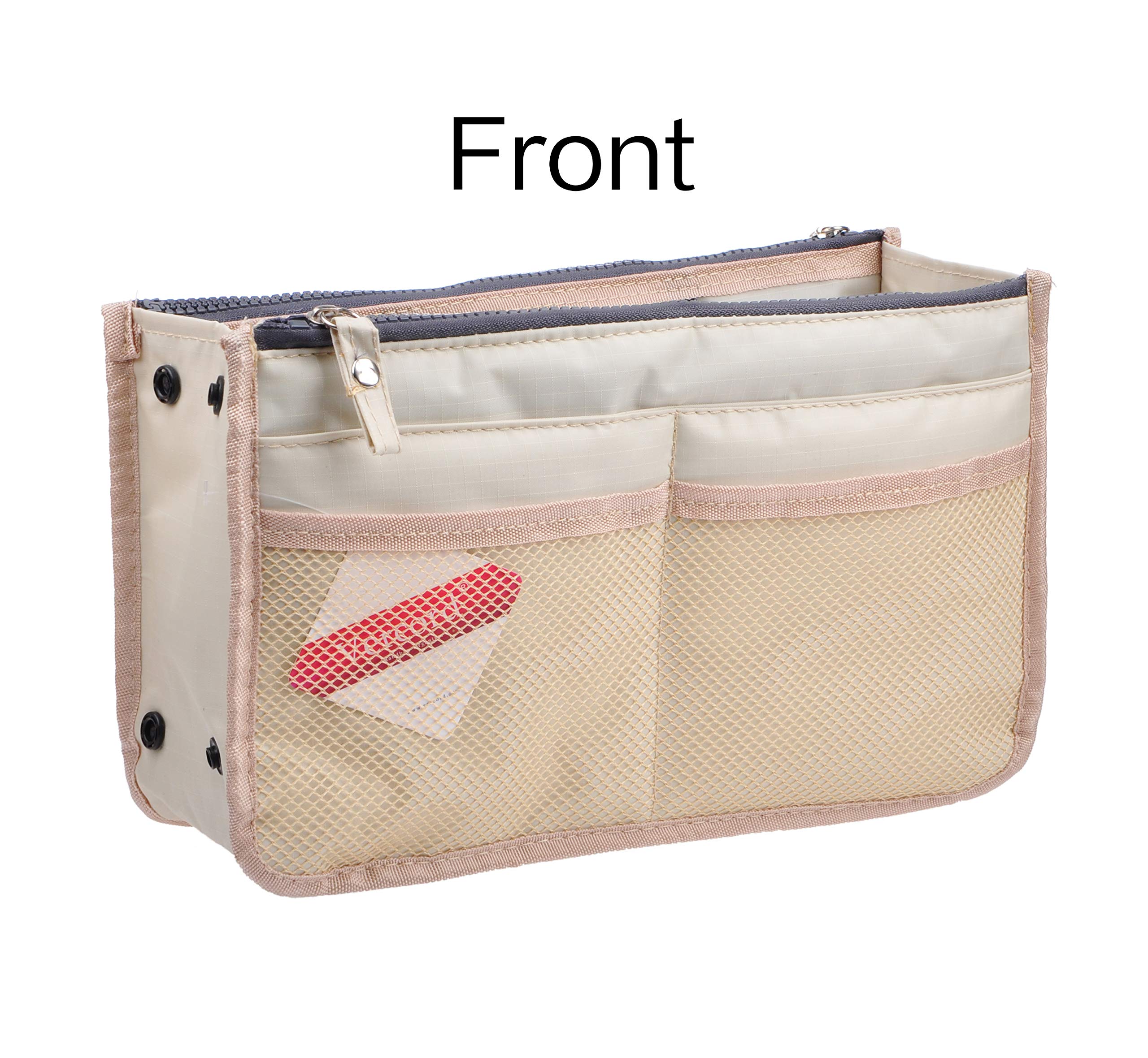 Vercord Updated Purse Handbag Organizer Insert Liner Bag in Bag 13 Pockets Milky Beige Medium