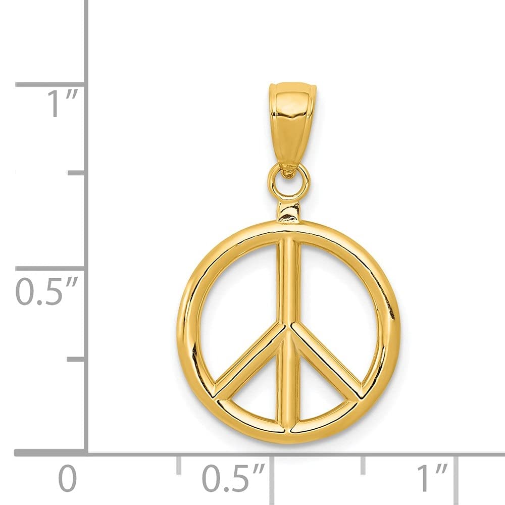 Diamond2Deal 14k Yellow Gold 3D Polished Peace Sign Charm Fine Jewelry for Women