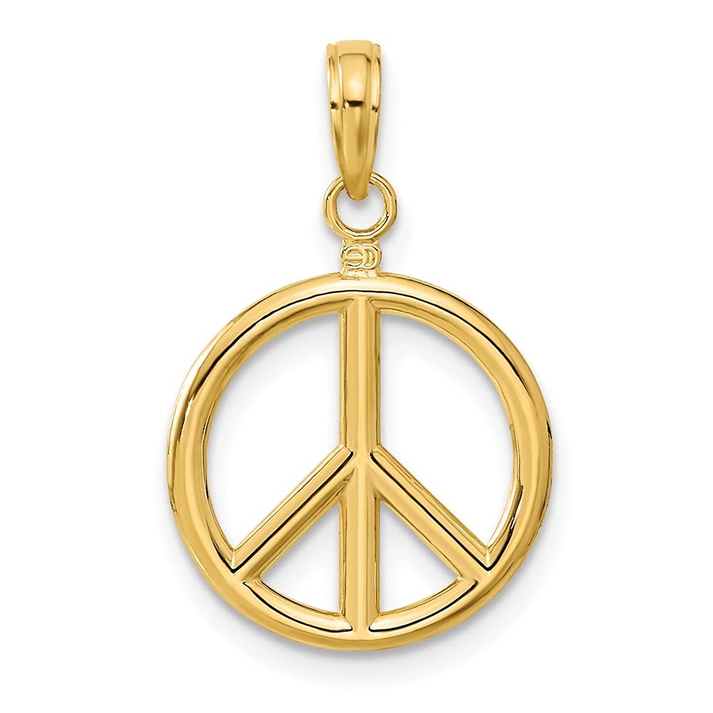 Diamond2Deal 14k Yellow Gold 3D Polished Peace Sign Charm Fine Jewelry for Women