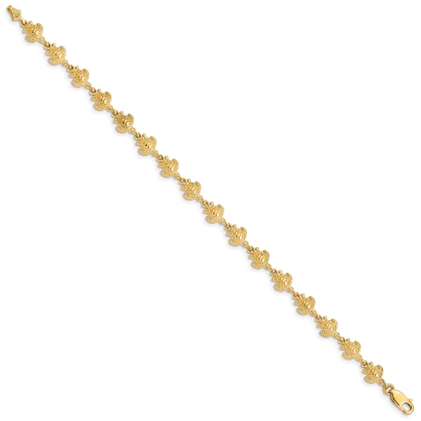 IceCarats 14K Yellow Gold Sea Turtle Chain Charm Bracelet