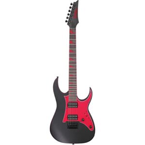 ibanez grg 6 string solid-body electric guitar, right, black flat, full (grg131dxbkf)