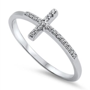 closeoutwarehouse cubic zirconia saint john sideway cross ring sterling silver size 14