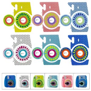 6 decorative camera stickers compatible with your fujifilm mini cameras – color variety: light blue, pink, purple, turquoise, white, yellow – deluxe bundle