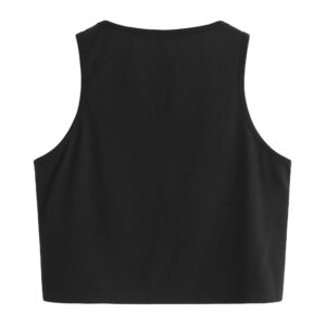 SweatyRocks Women's Casual Sleeveless Round Neck Workout Crop Tank Top Shirts Sun Black L