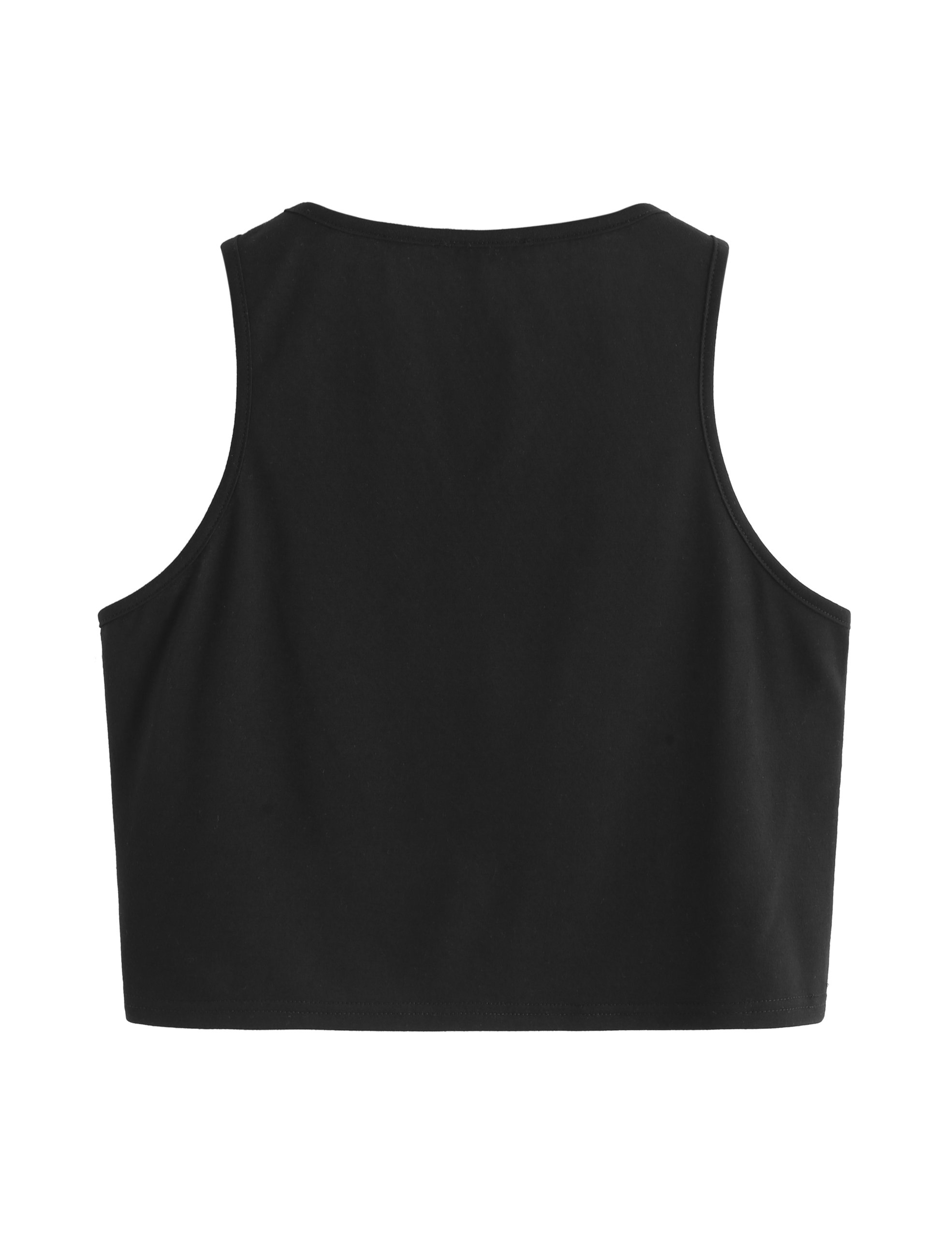 SweatyRocks Women's Casual Sleeveless Round Neck Workout Crop Tank Top Shirts Sun Black L