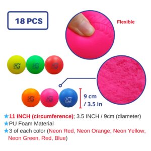 Macro Giant 3.5 Inch (dia.) PU Foam Softball, Set of 18, Multicolors, Baseball Training Practice, Playground Ball, Parenting Activity, Kids Sports Toy Ball