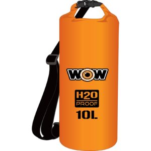 wow watersports 18-5070o h2o proof drybag, 100% waterproof functional internal phone pocket, 10 liter orange