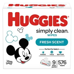 huggies simply clean baby wipes, 9 pack, 576 sheets total