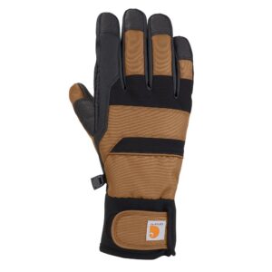 carhartt mens flexer cold weather gloves, brown/black, large us