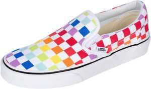 vans unisex authentic skate shoe sneaker (6.5 women / 5 men m us, (checkerboard) rainbow/true white 7267)