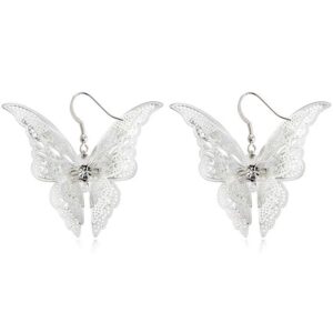 comelyjewel women's silver plated filigree butterfly drop dangle hook earrings (filigree butterfly)