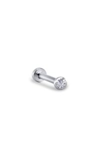 316l stainless steel labret nose ring stud titanium push pin threadless post 3/16" - 5mm post 2.5mm stone 18g