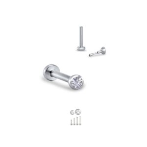 316L Stainless Steel Labret Nose Ring Stud Titanium Push Pin Threadless Post 3/16" - 5mm Post 2.5mm Stone 18G